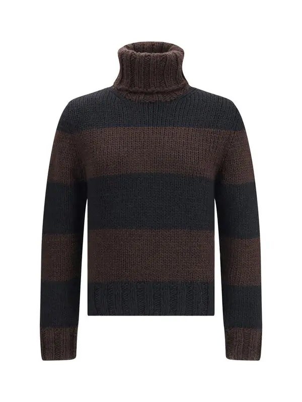 Dolce & Gabbana Striped Wool-blend Turtleneck - Brown