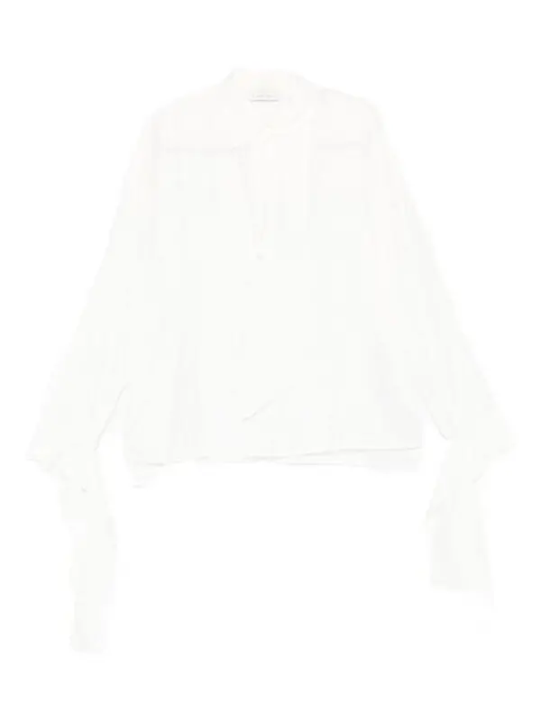 LANVIN Tie-neck Pleated Top - Beige