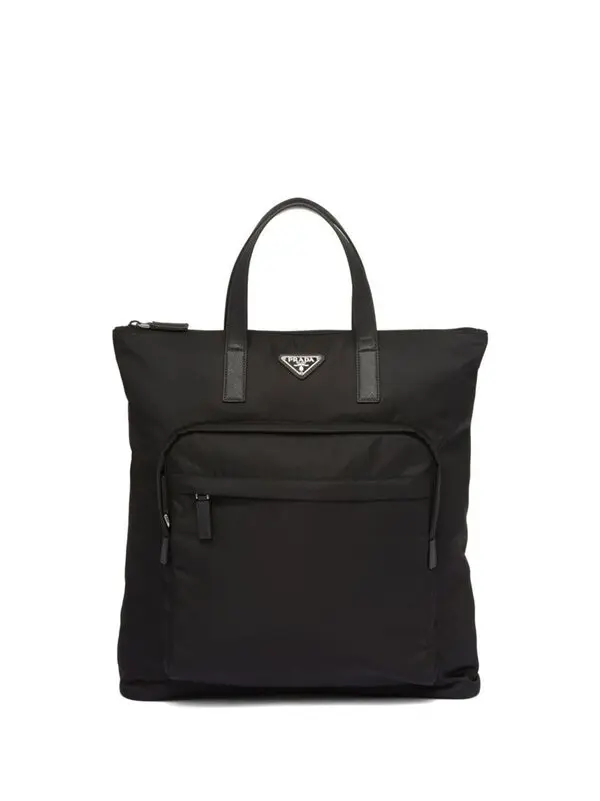 Prada Re-nylon Saffiano-leather Tote Bag - Black