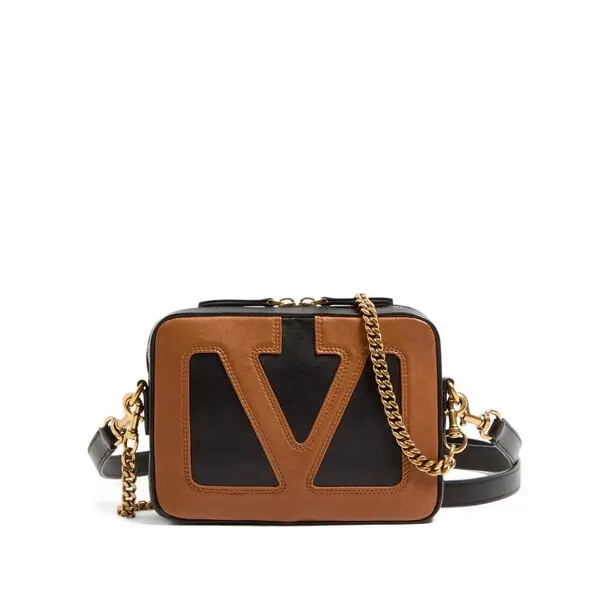 Valentino Garavani Leather Shoulder Bag With Chain Strap - Brown