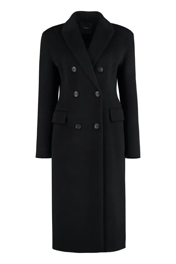Pinko Wool Long Coat In Black - 44% Off | Editorialist