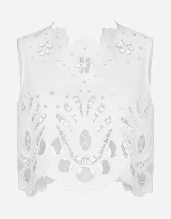 Dolce & Gabbana Cotton Poplin Crop Top With Cut-out Detailing