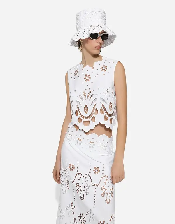 Dolce & Gabbana Cotton Poplin Crop Top With Cut-out Detailing