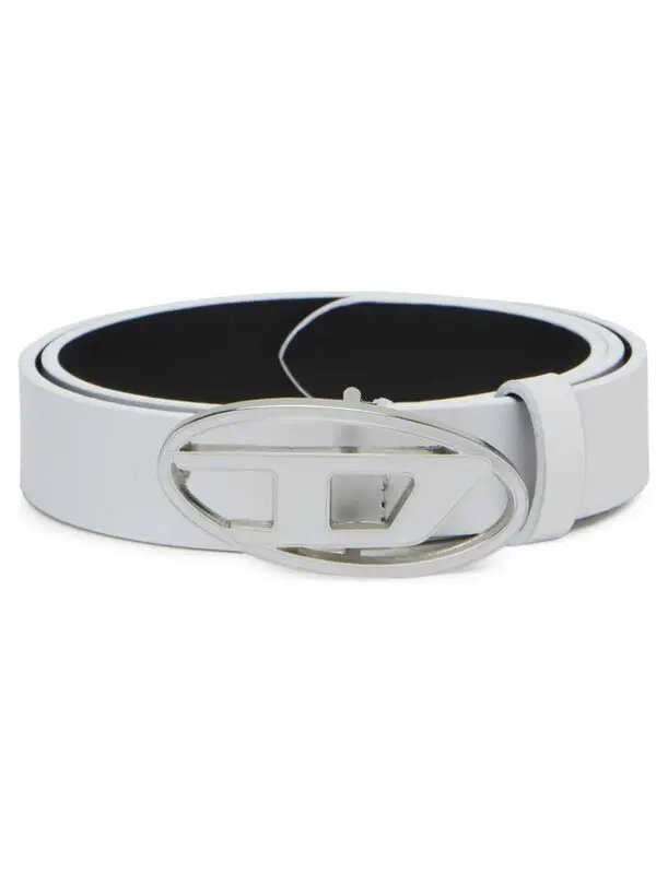 Diesel Belt With Tonal Logo Plaque - White