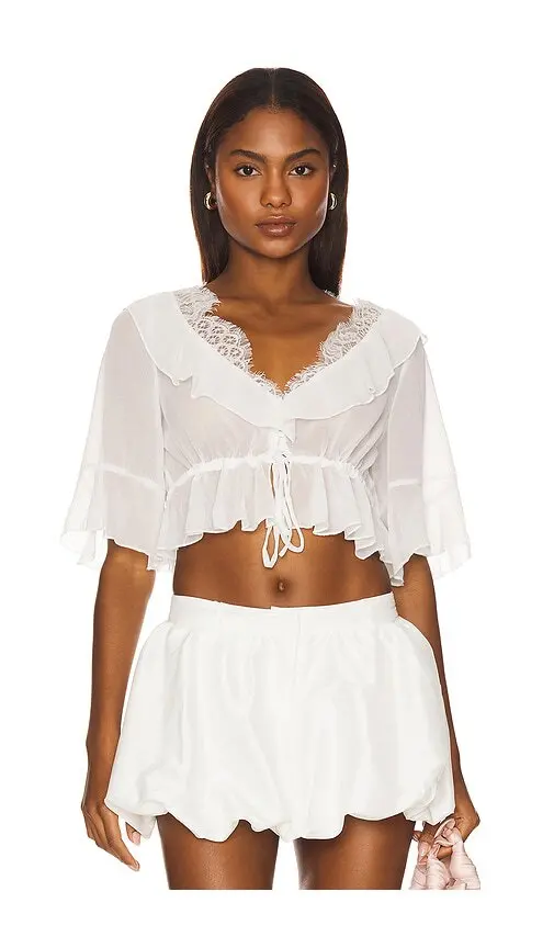 Bardot Louelle Lace Trimmed Georgette Top