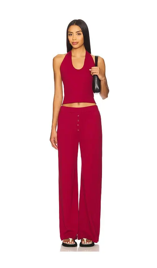 VIR VITA Pointelle Halter Top - Red