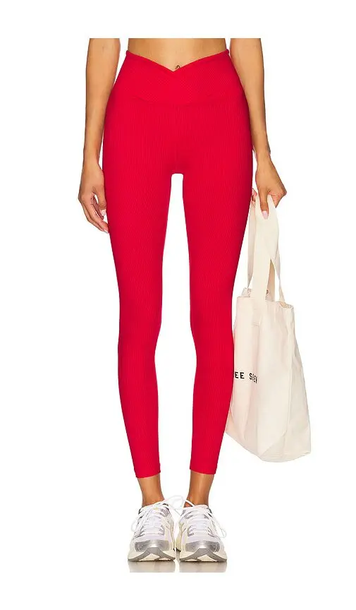 Year Of Ours Ribbed Veronica Legging In Red - Cherry