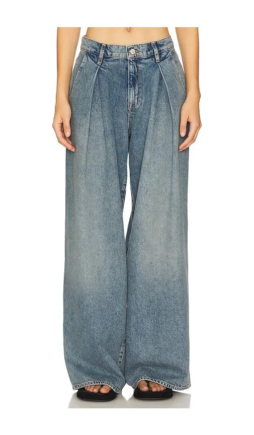 TRIARCHY Linda Mid Rise Pleated Wide Leg