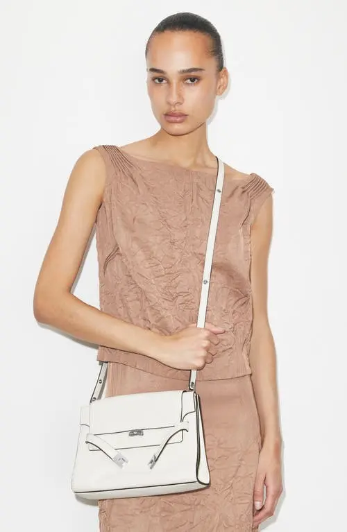 Tory Burch Large Lee Radziwill Pebble Leather Shoulder Bag - Ivory