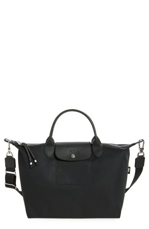 Longchamp Large Le Pliage Energy Recycled Canvas Hobo Bag - Black