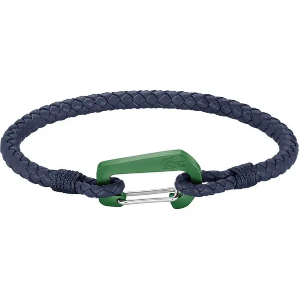 Lacoste Braided Leather Bracelet - Navy