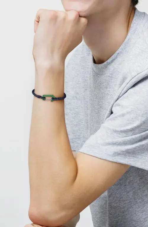 Lacoste Braided Leather Bracelet - Navy