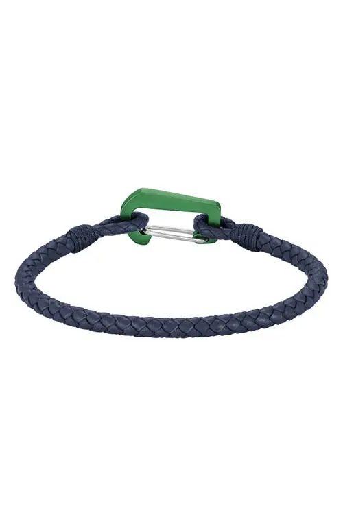 Lacoste Braided Leather Bracelet - Navy
