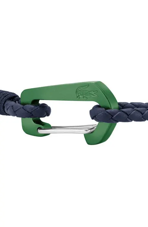Lacoste Braided Leather Bracelet - Navy