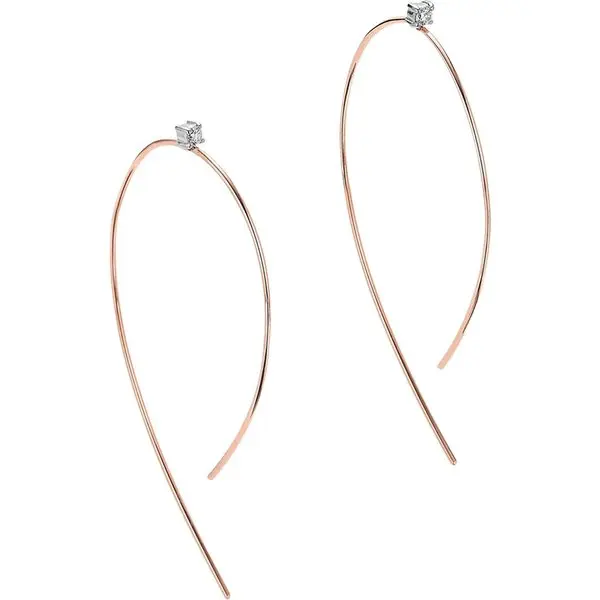 Lana Jewelry Diamond Hooked On Hoop Earrings - Rose Gold