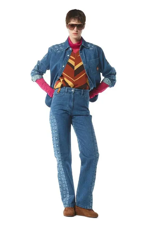 Mcm Monogram Denim Jacquard Jacket - Blue