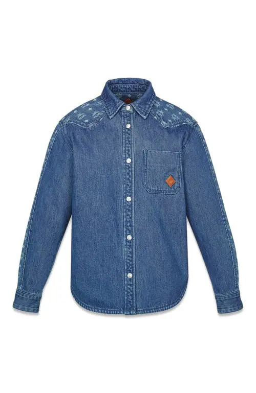Mcm Monogram Denim Jacquard Jacket - Blue
