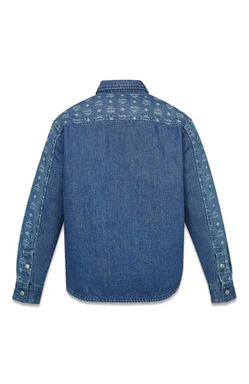 Mcm Monogram Denim Jacquard Jacket - Blue