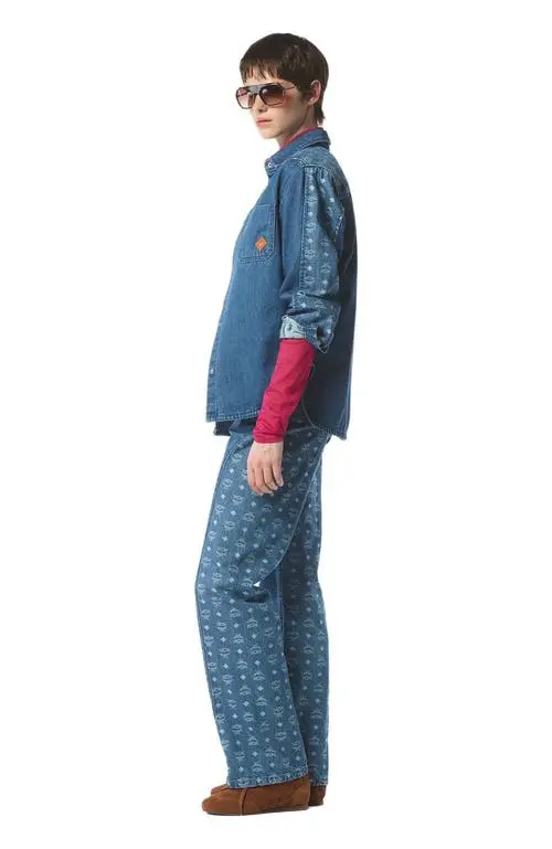 Mcm Monogram Denim Jacquard Jacket - Blue