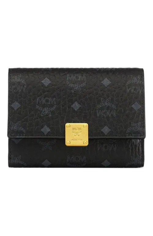 Mcm Aren Trifold Wallet In Visetos - Black