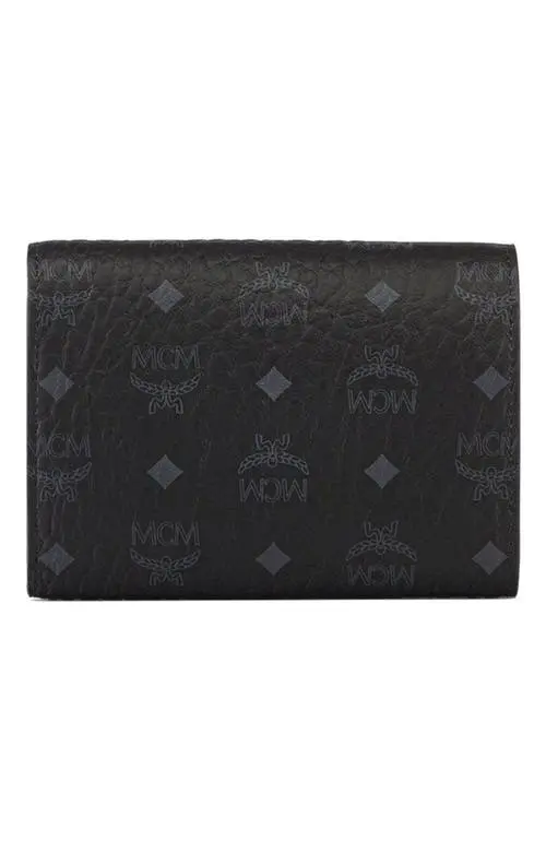 Mcm Aren Trifold Wallet In Visetos - Black