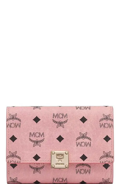 Mcm Aren Trifold Wallet In Visetos - Pink