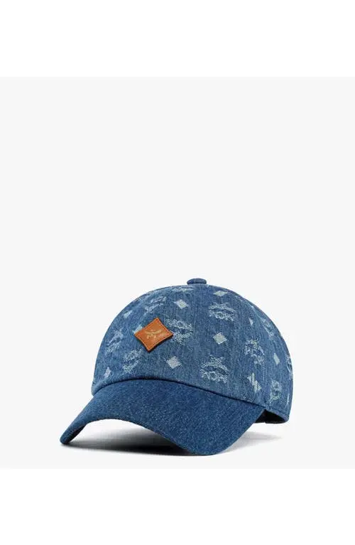 Mcm Classic Cap In Monogram Denim Jacquard - Blue