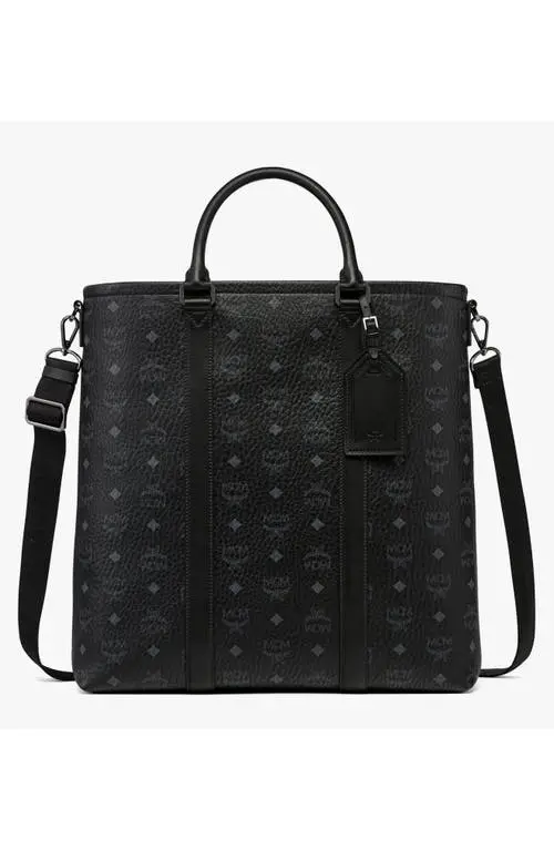 Mcm Visetos Monogram Tote - Black
