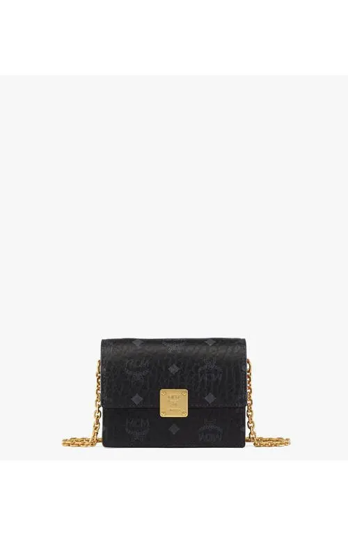 Mcm Aren Chain Wallet In Visetos - Black