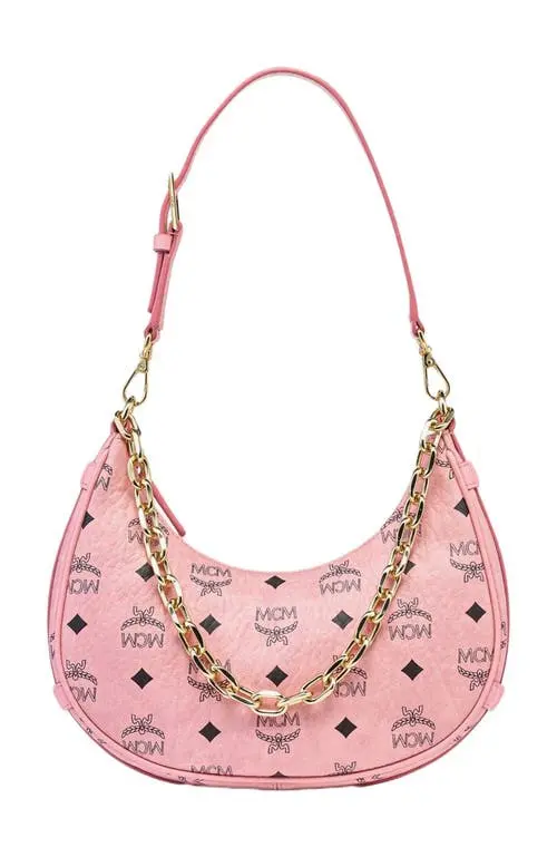 Mcm Visetos Aren Crescent Hobo Bag - Pink