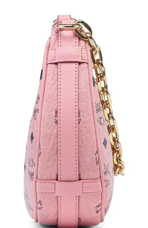 Mcm Visetos Aren Crescent Hobo Bag - Pink