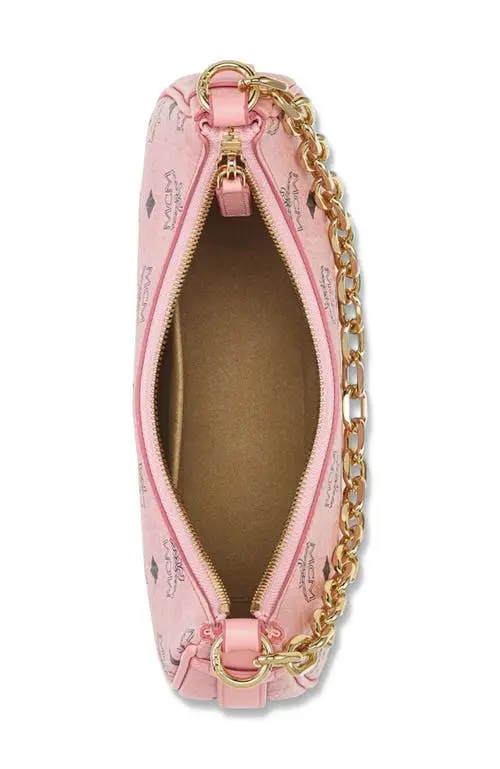 Mcm Visetos Aren Crescent Hobo Bag - Pink