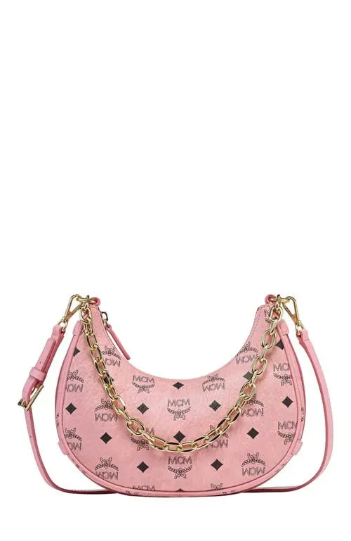 Mcm Visetos Aren Crescent Hobo Bag - Pink