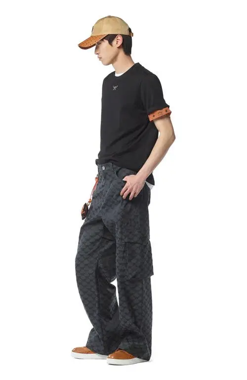 Mcm Essential Logo Print T-shirt In Organic Cotton - Black