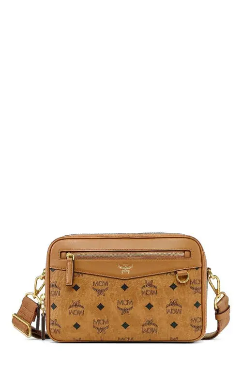 Mcm Diamond Camera Bag In Visetos - Brown
