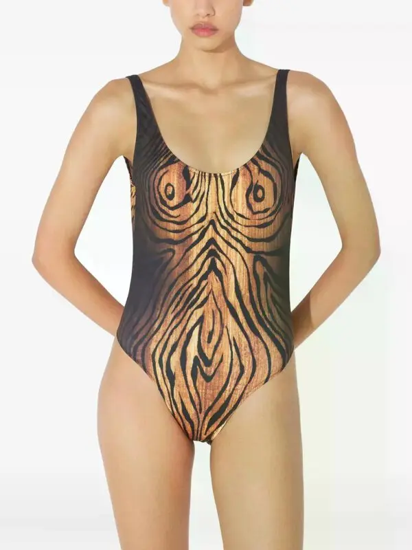JEAN PAUL GAULTIER Graphic Print Swimsuit - Black