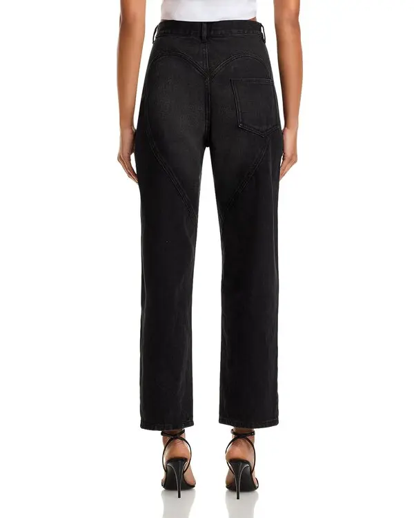 AREA Crystal Slit Denim Jeans - Black