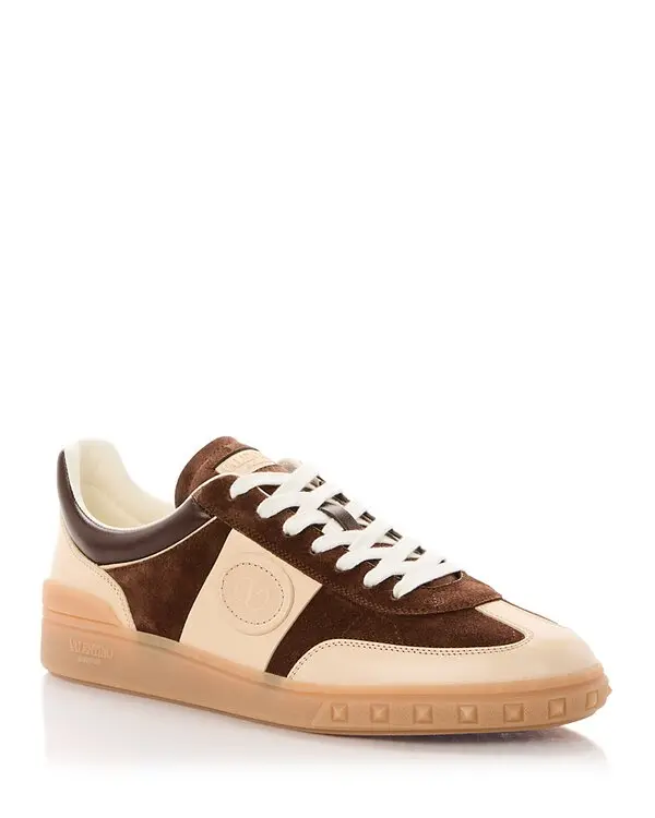 Valentino Garavani Suede And Leather Sneakers - Brown/beige
