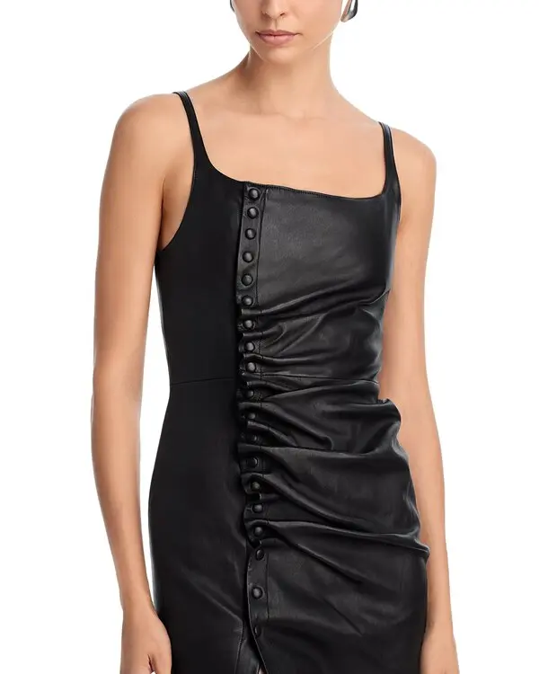 Rabanne Leather Asymmetric Short Dress