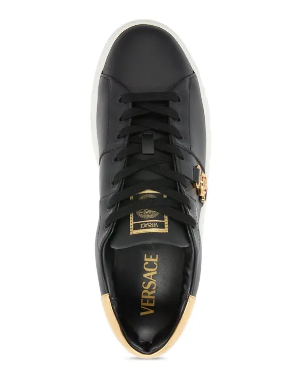 Versace La Greca Leather Sneakers - Black/gold
