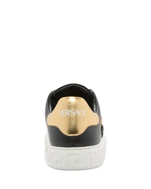 Versace La Greca Leather Sneakers - Black/gold