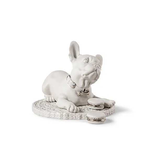 LLADRO French Bulldog With Macarons Re-deco Sculpture - White