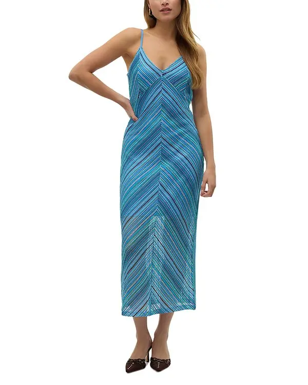 Vero Moda Chevron Singlet Dress In Azure Blue - 61% Off | Editorialist
