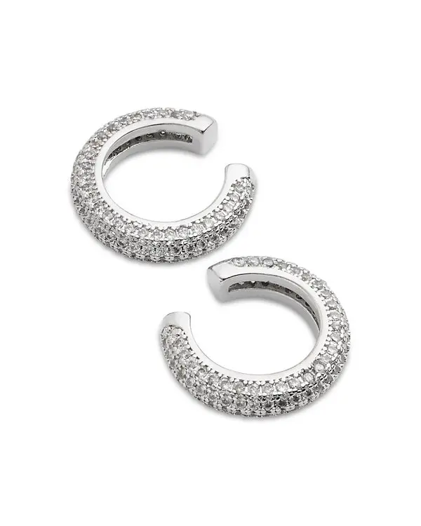 Shashi Micro Pave Cuff Earrings - Silver