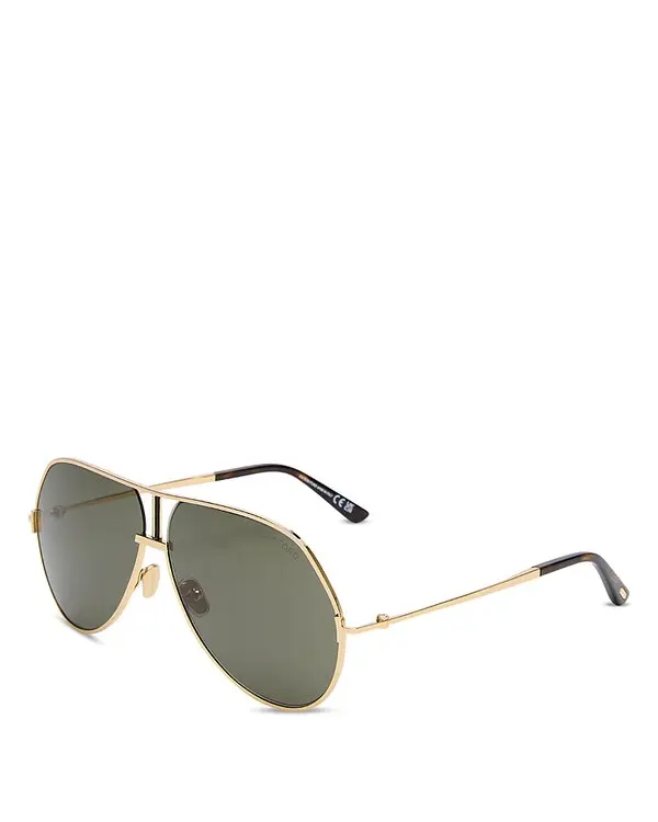 TOM FORD Rickie Aviator Sunglasses 63mm - Gold/green