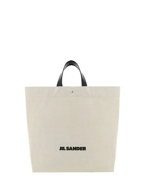 JIL SANDER Canvas Flat Shopper - Beige O Tan