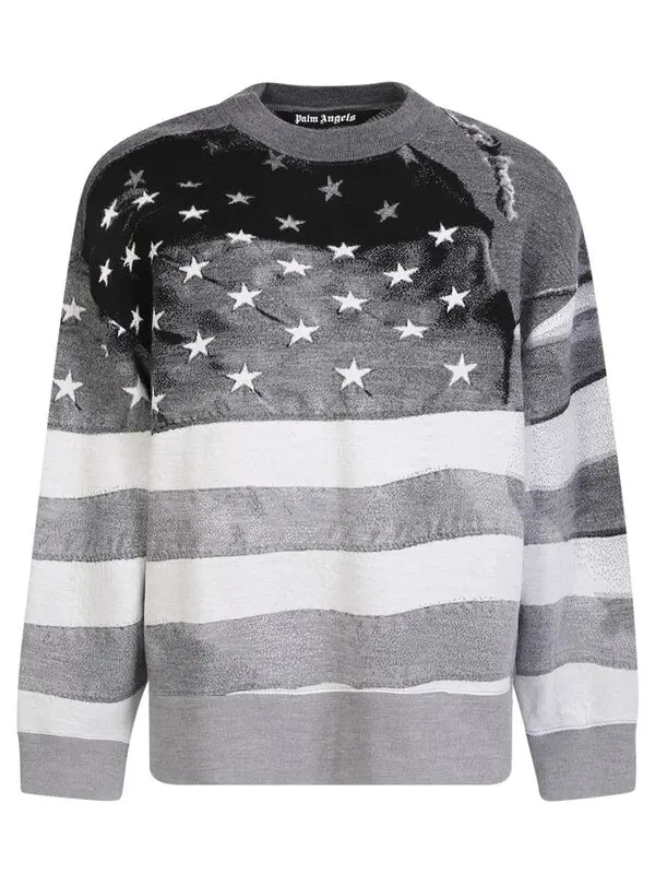 Palm Angels Striped Star Patterned Knitwear - Grey