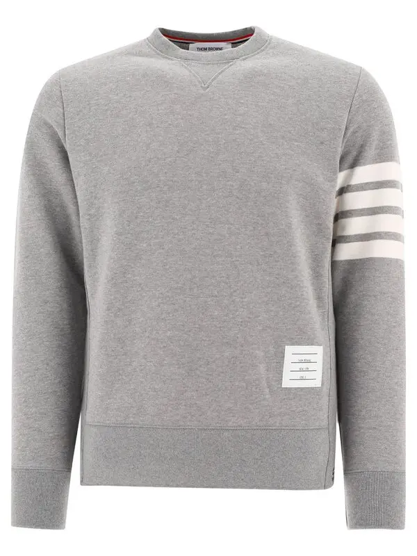 Thom Browne Classic Loopback Crewneck Sweatshirt With 4-bar Stripe - Grey