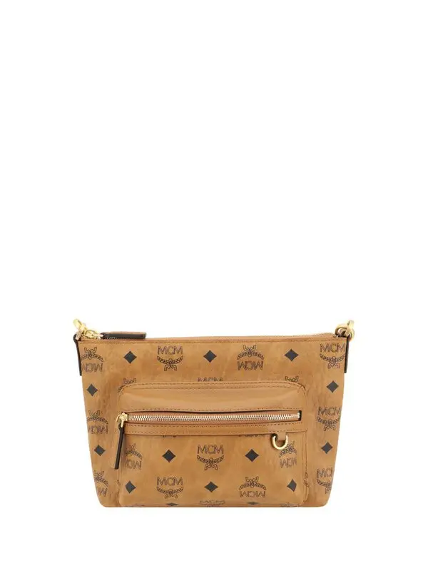 Mcm Leather Aren Visetos Shoulder Bag - Brown