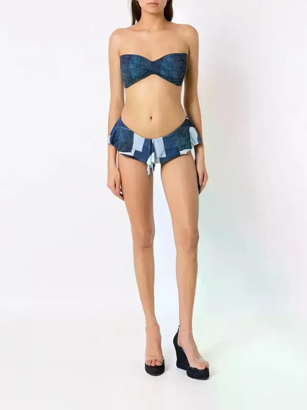 AMIR SLAMA Patchwork Bandeau Bikini Set